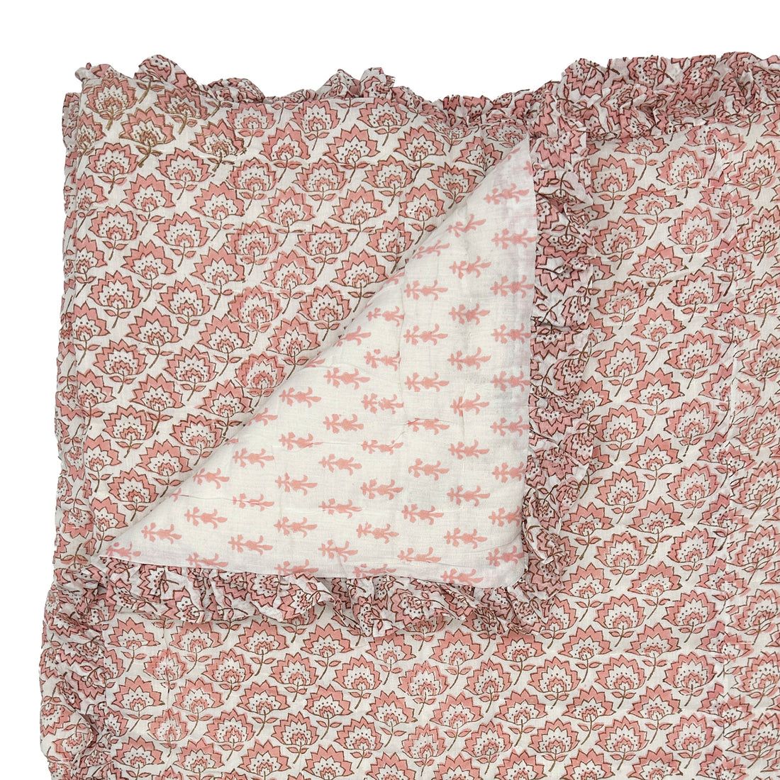Jennie Handmade Block Print Cotton Quilt in Pink – Huddle Collection