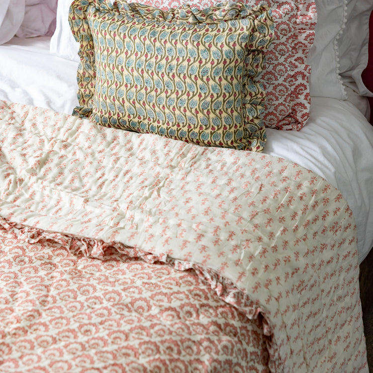 Jennie Handmade Block Print Cotton Quilt in Pink – Huddle Collection