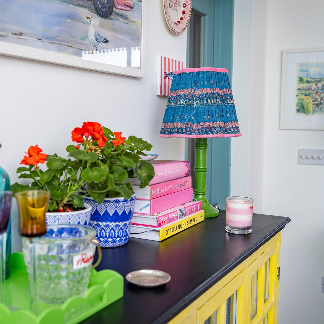 Gloria Pleated Cotton Block Printed Scallop Lampshade – Huddle Collection