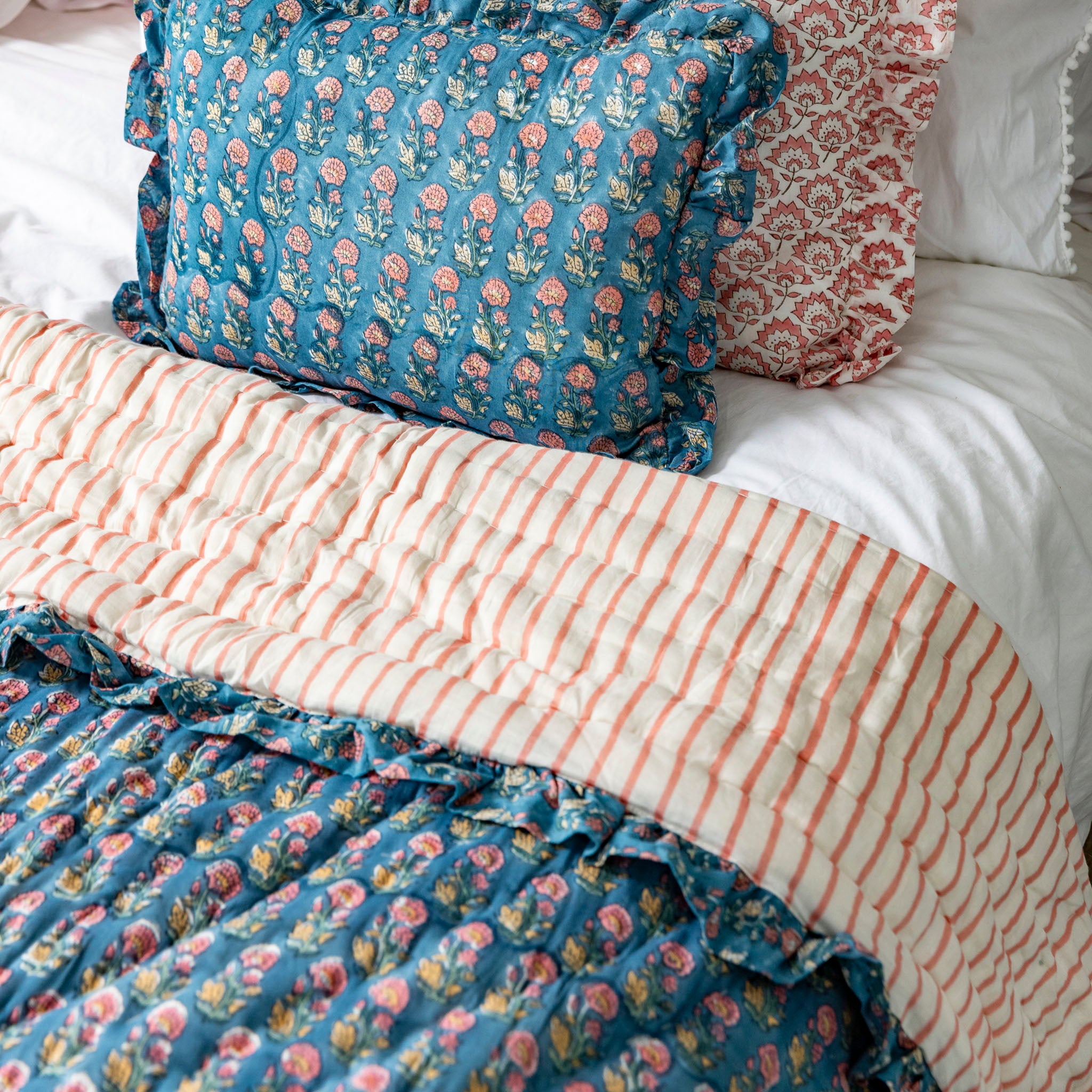 Gloria Handmade Block Print Cotton Quilt – Huddle Collection