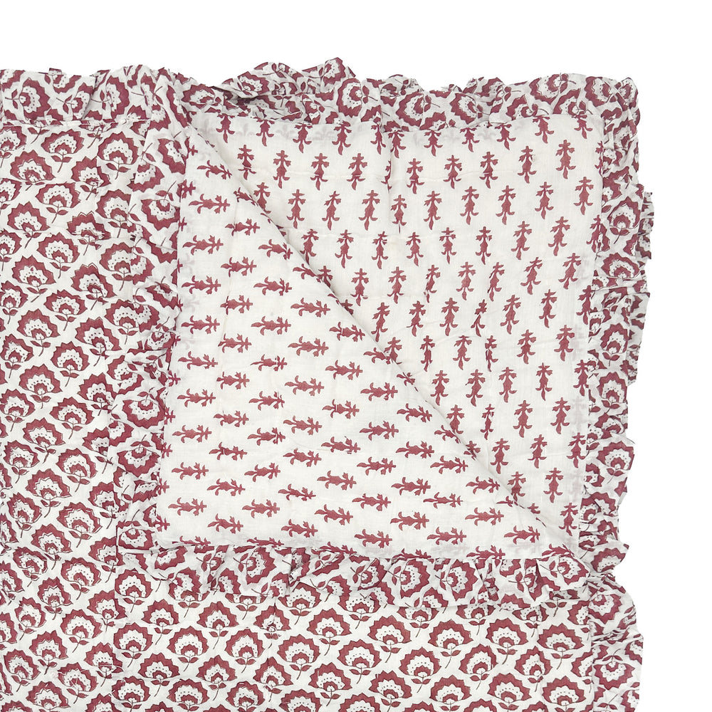 Jennie Handmade Block Print Cotton Quilt in Berry – Huddle Collection