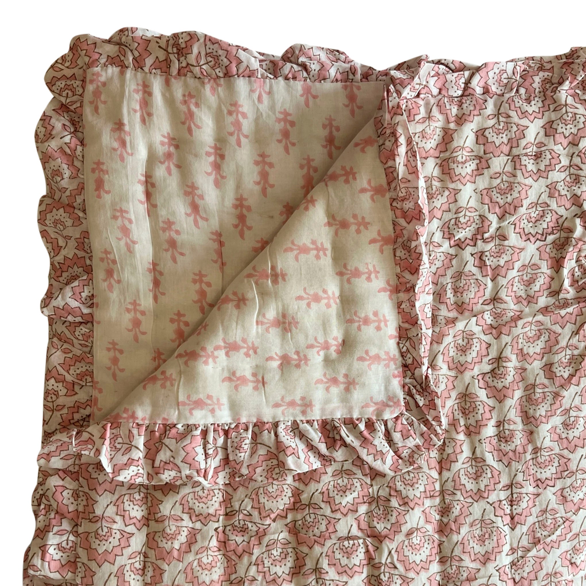 Jennie Handmade Block Print Cotton Quilt in Pink – Huddle Collection