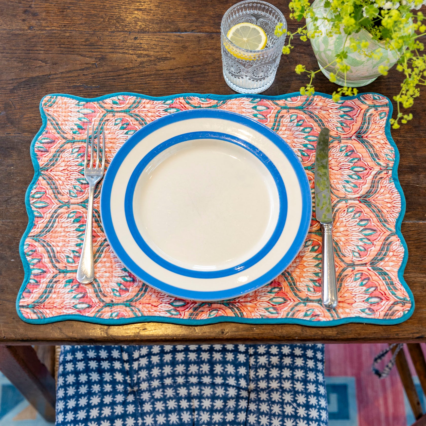 Block print quilted cotton reversible place mat - 004 – Huddle Collection