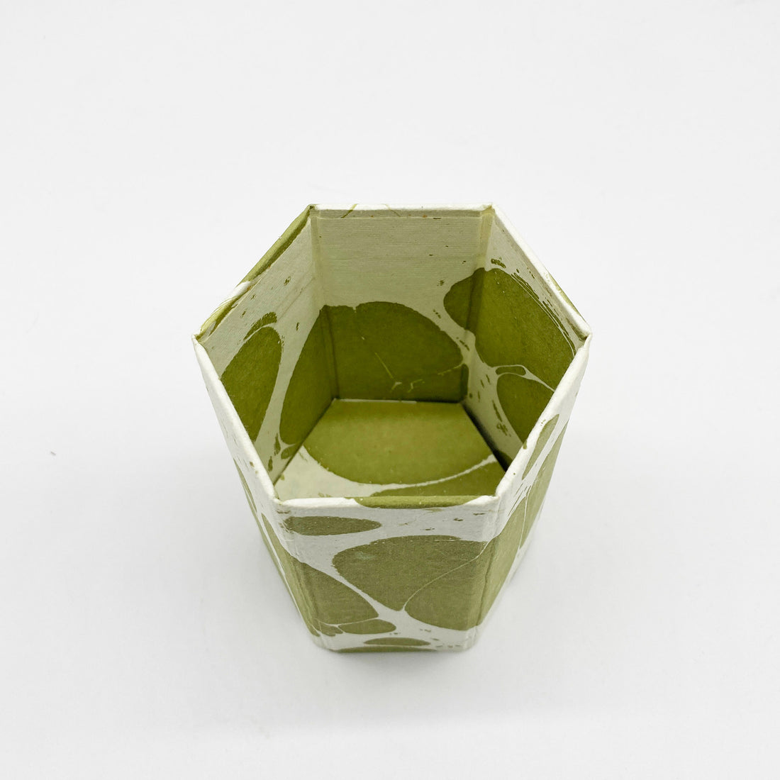 Marbled Paper Hexagonal Pen Pot - Sage Green – Huddle Collection