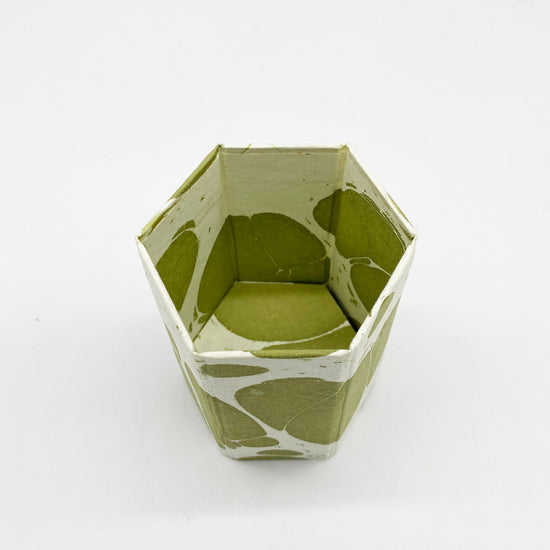 Marbled Paper Hexagonal Pen Pot - Sage Green – Huddle Collection