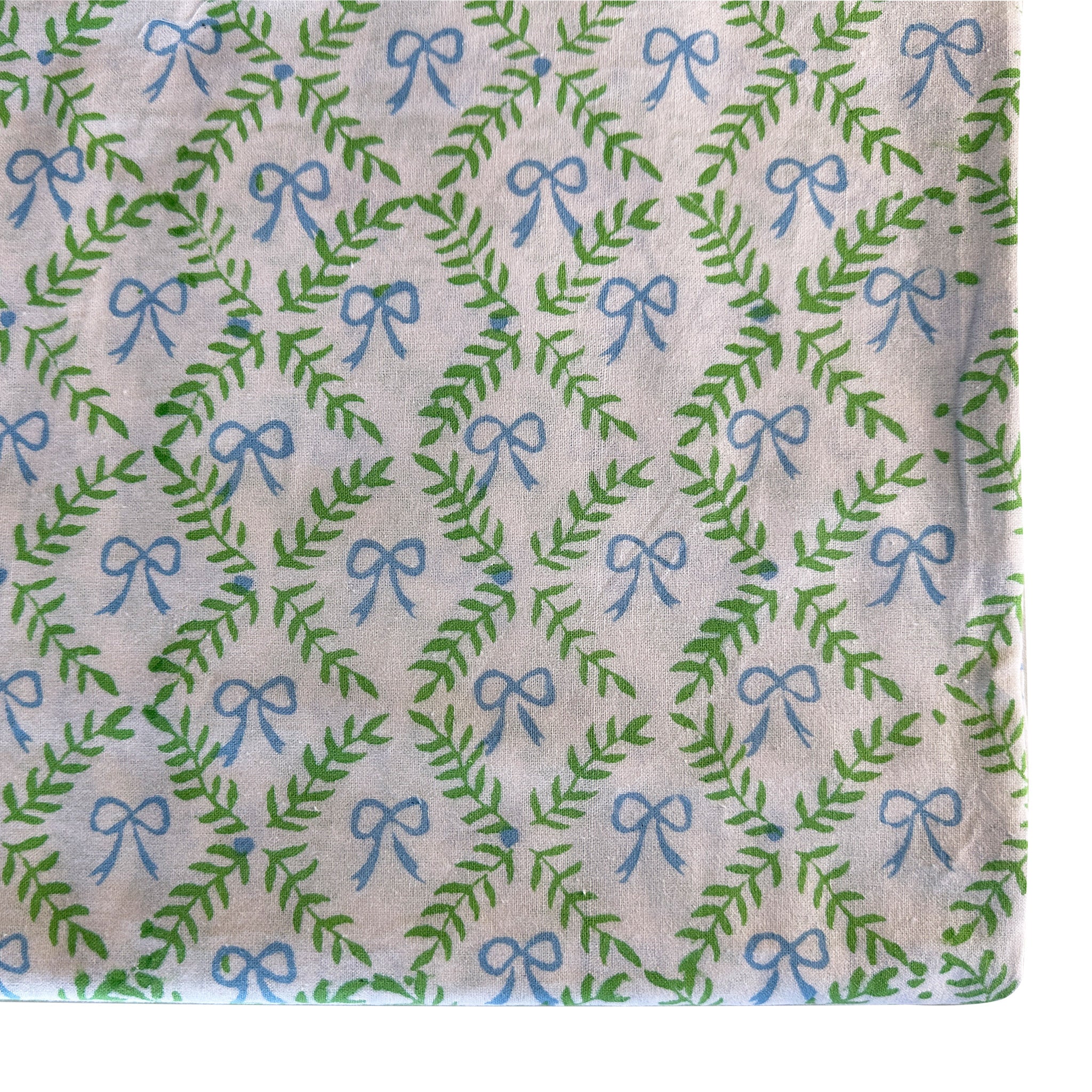 Bow Peep block printed table cloth - Blue and Green – Huddle Collection