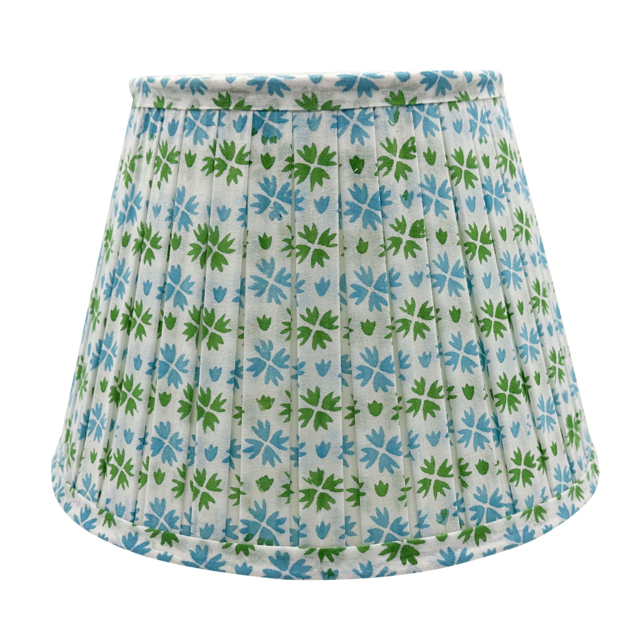 Heidi Pleated Cotton Block Printed Lampshade in Green – Huddle Collection
