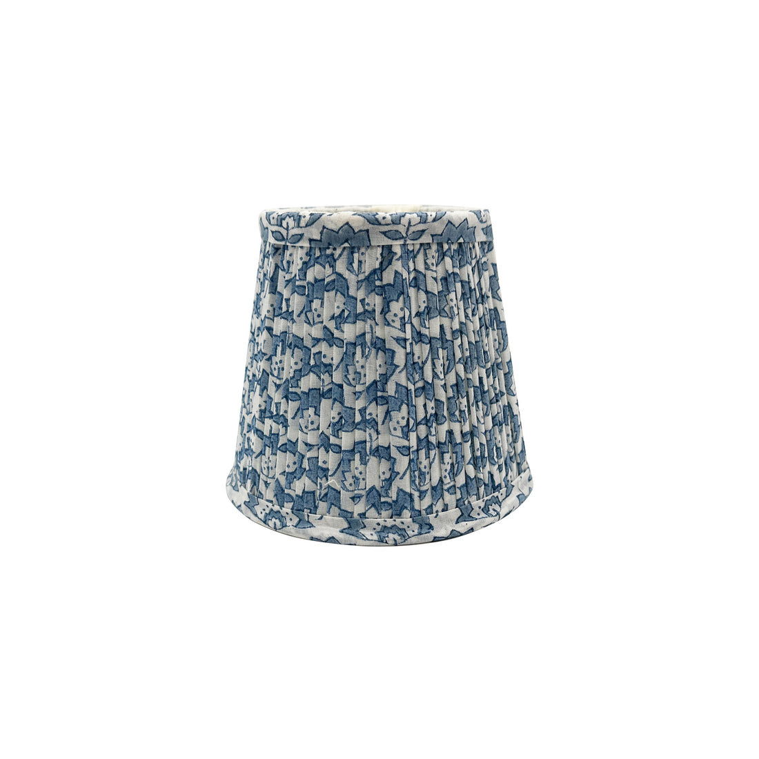 Jennie Gathered Cotton Block Printed Lampshade in Pale Blue – Huddle ...